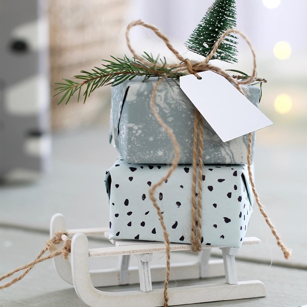 Set 100 Buc Etichete decorative cu gaura si snur dreptunghiulare ...