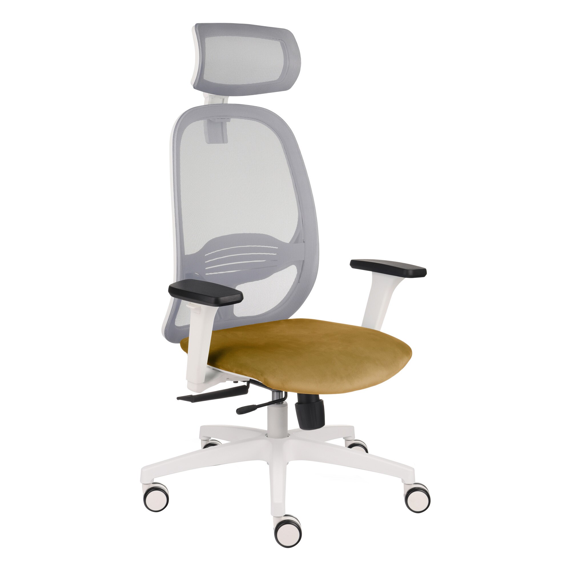 Scaun de birou, Grospol, Nodi WS HD cu tetiera, Baza White, Tesatura ...