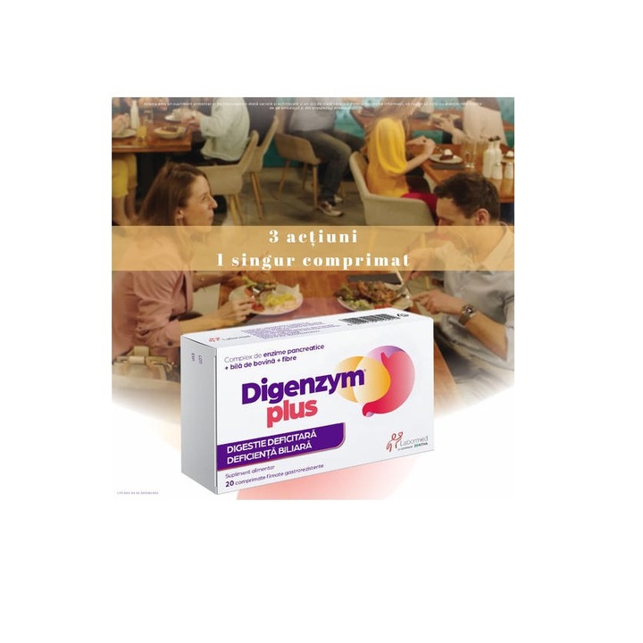 Digenzym Plus, complex de enzime pancreatice, bila de bovine si fibre ...
