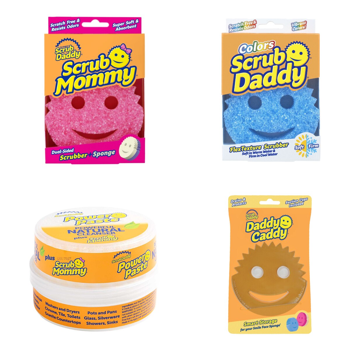 Комплект домакински гъби Scrub Daddy, С 250 мл почистваща паста и ...