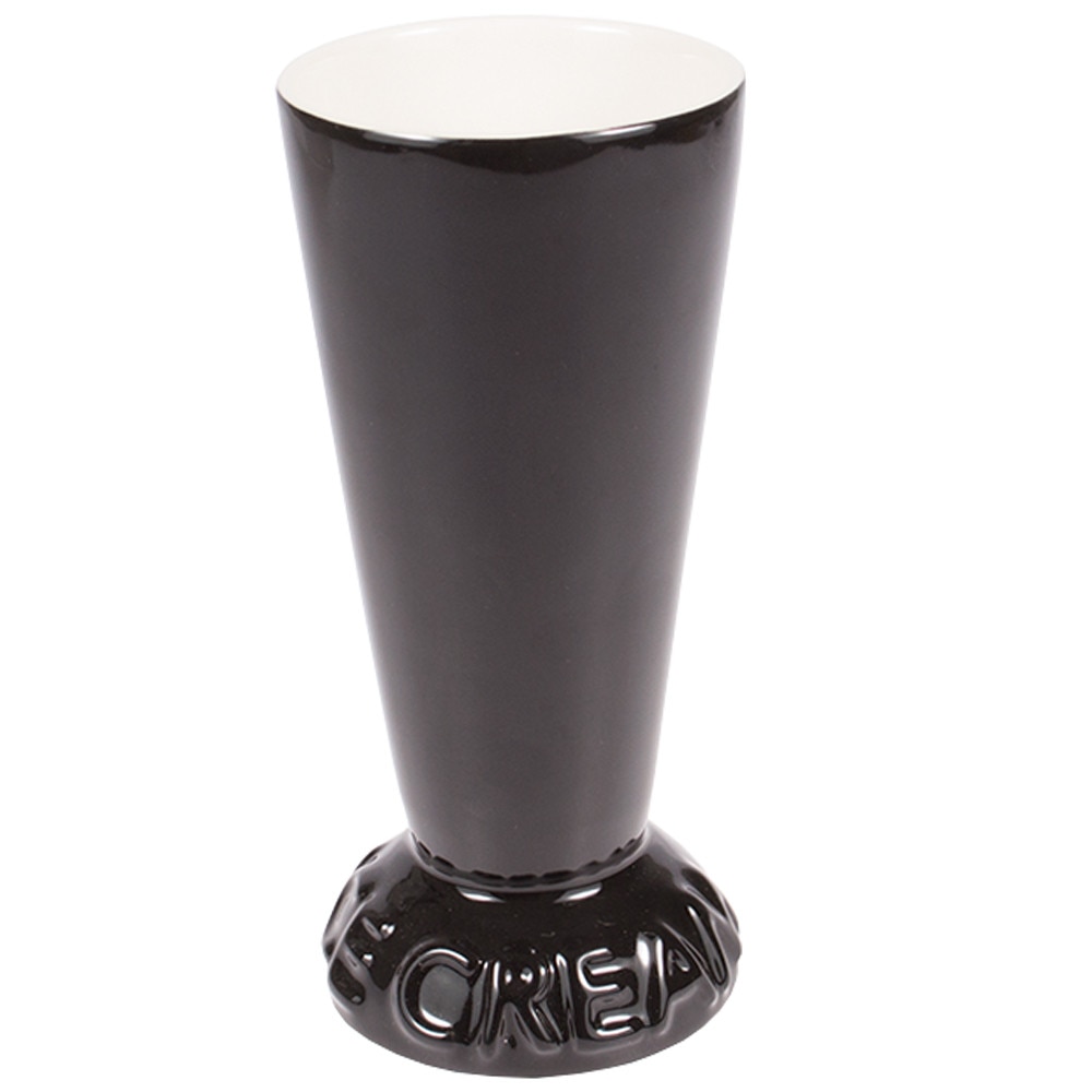 Cupa de inghetata cu mesaj "Ice Cream", pahar desert, ceramica, negru ...