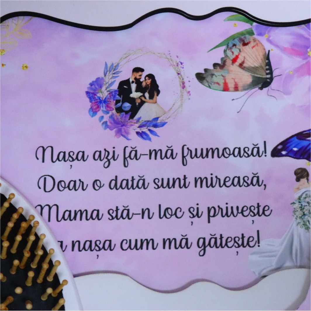 Set Gatitul Miresei, Nunta, 3 Piese, Lemn, Mov, 22x35cm, SGMRSD016 ...