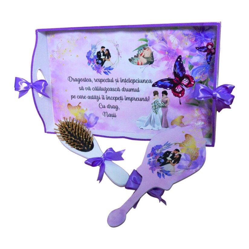Set Gatitul Miresei, Nunta, 3 Piese, Lemn, Albastru Royal, 22x36cm ...