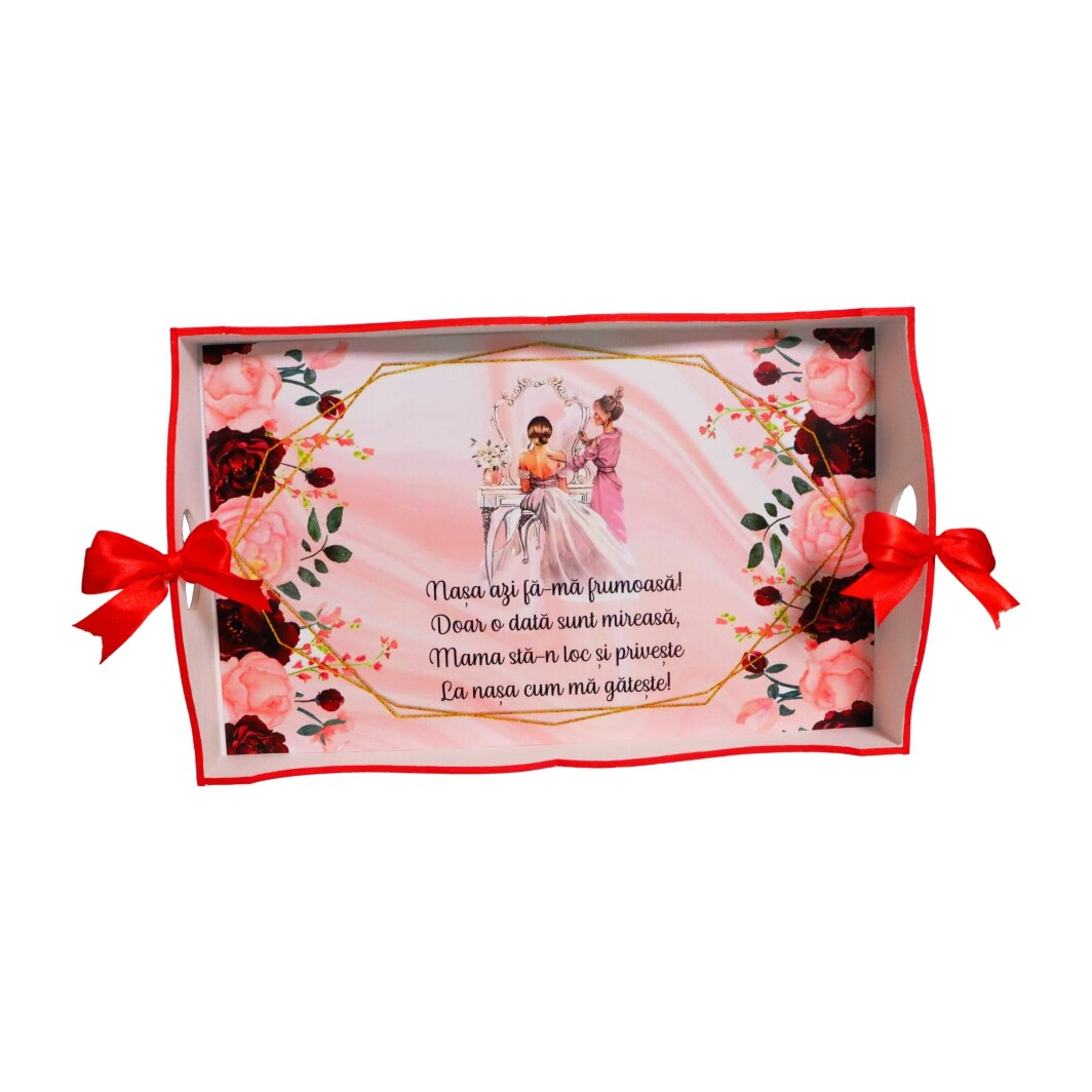 Set Gatitul Miresei, Nunta, 3 Piese, Lemn, Rosu, 22x36cm, SGMRSD013 ...