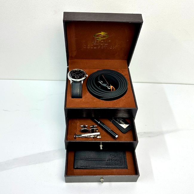 Set pentru barbati JESOU COLLECTION, cutie cu doua sertare, ceas ...