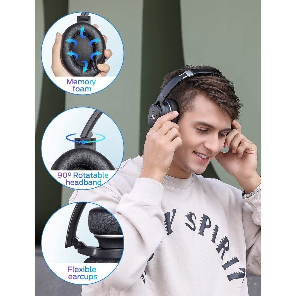 Casti Over Ear Wireless, Conectivitate Bluetooth 5.2 sau Jack 3.5mm ...