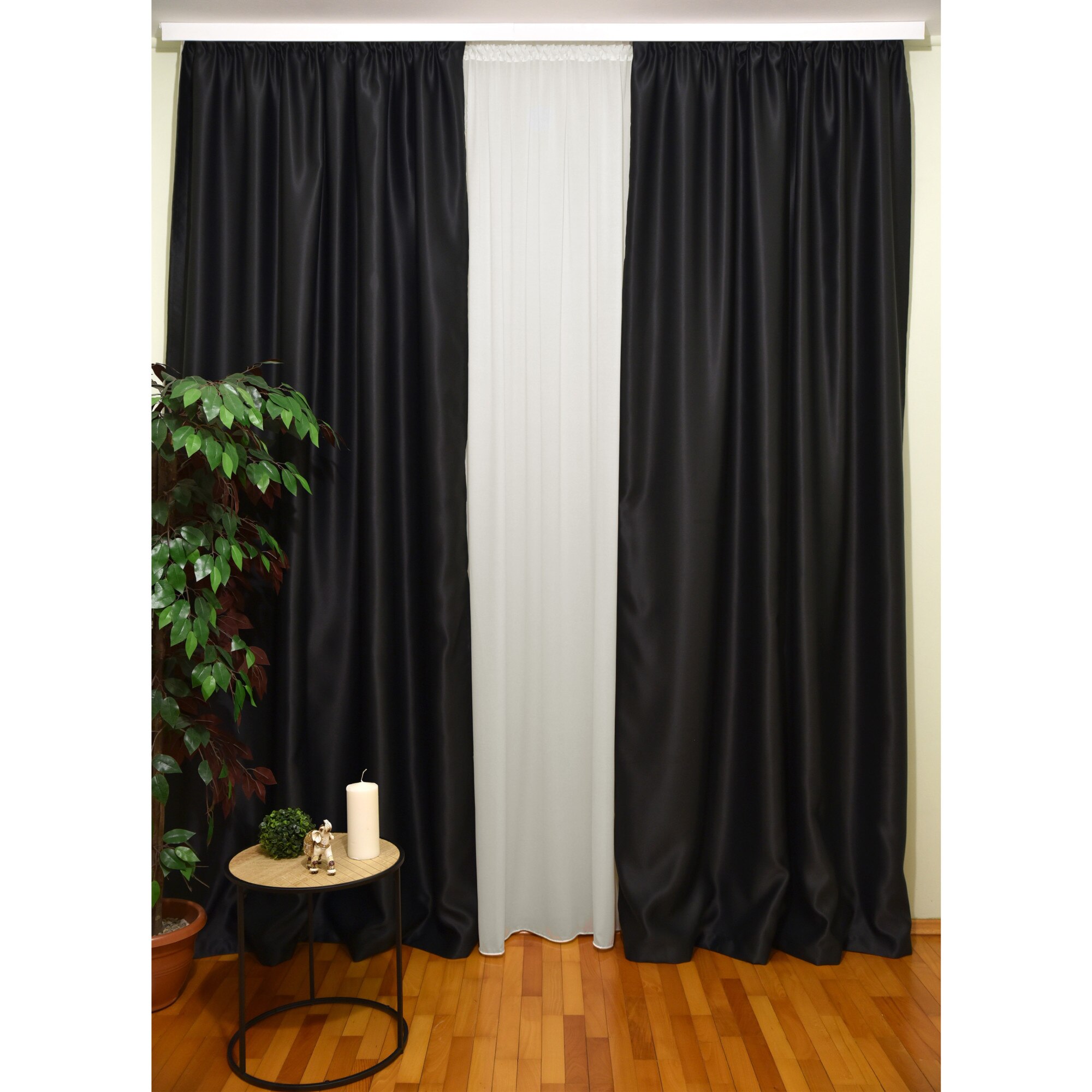 Set doua draperii Black-out Negru 2x100x260 cm, cu rejansa - eMAG.ro