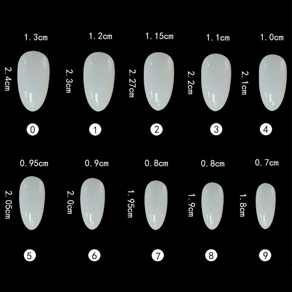 Tipsuri unghii false migdala, Zenail, 100 buc, Natur, cu lipici inclus ...