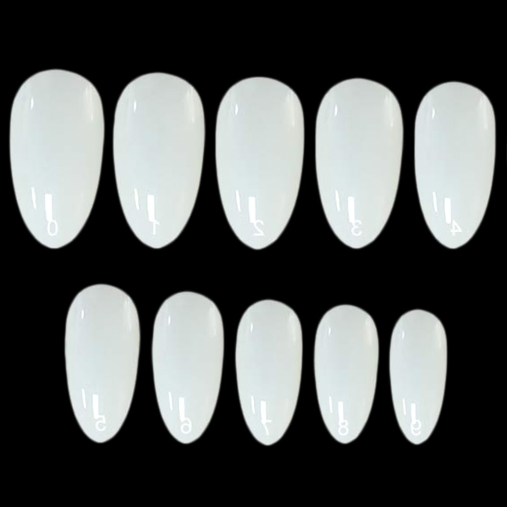 Tipsuri unghii false migdala, Zenail, 100 buc, Natur, cu lipici inclus ...