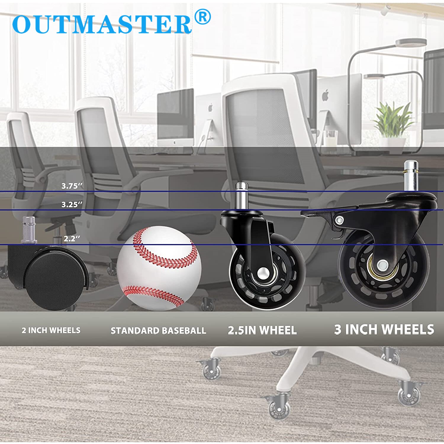 Set 5 Roti de Silicon 3 inch, pentru scaune de birou - Universale, Tija ...