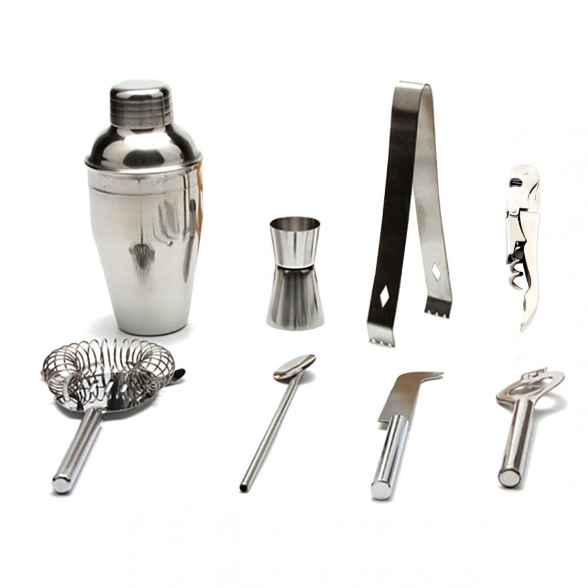 Set pentru Barman cu stand, 9 piese, inox, Argintiu - eMAG.ro