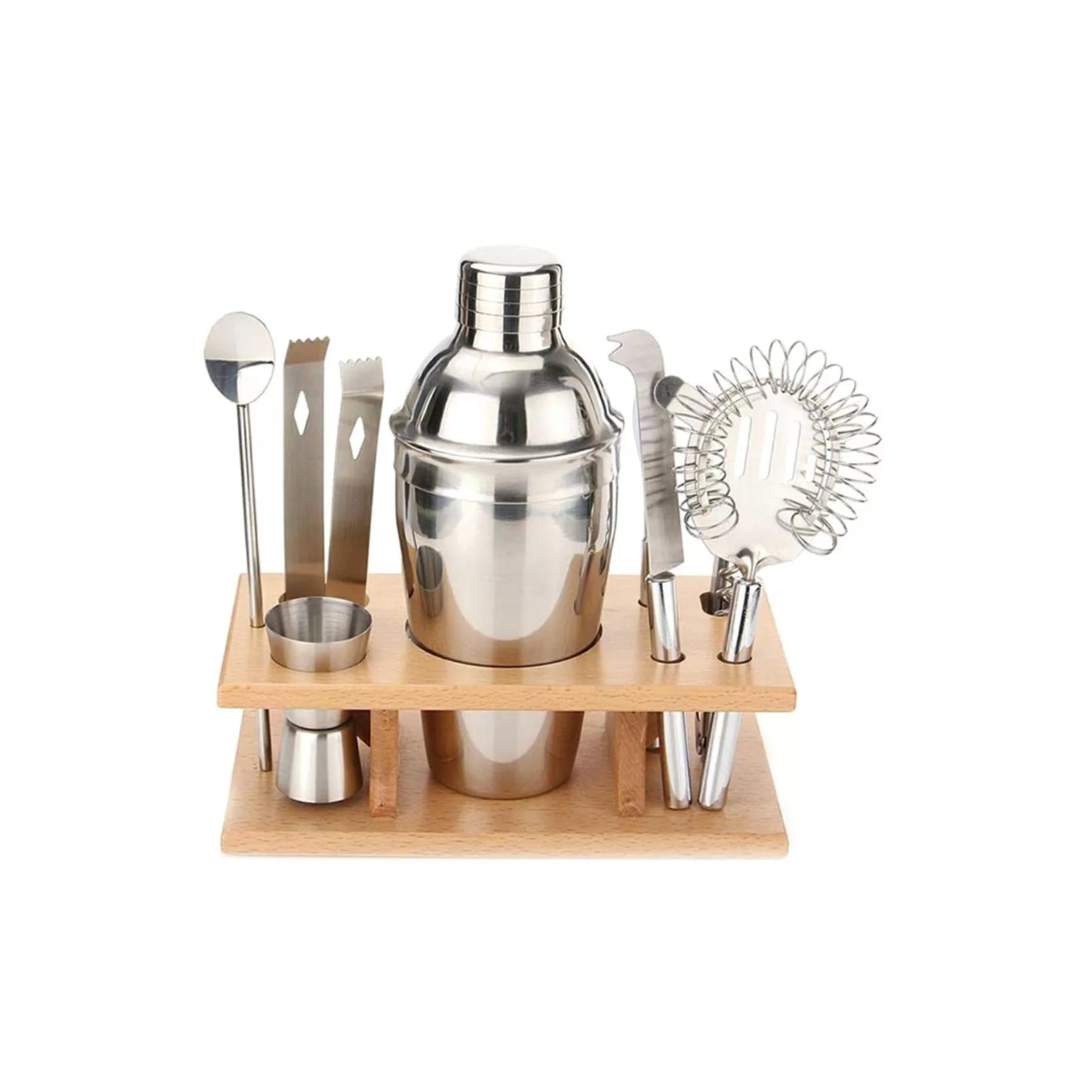 Set pentru Barman cu stand, 9 piese, inox, Argintiu - eMAG.ro
