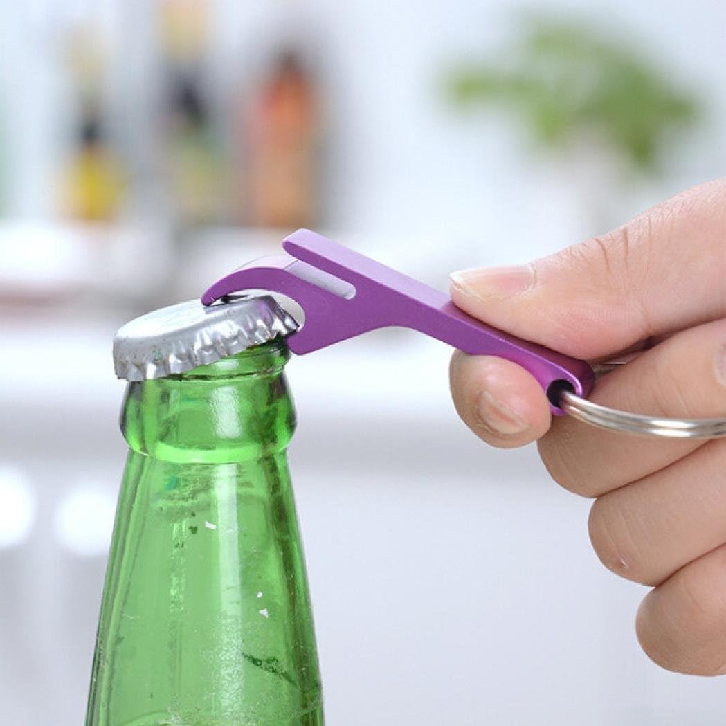 Set 5 bucati, desfacator de sticle tip breloc, din aluminiu, Multicolor ...