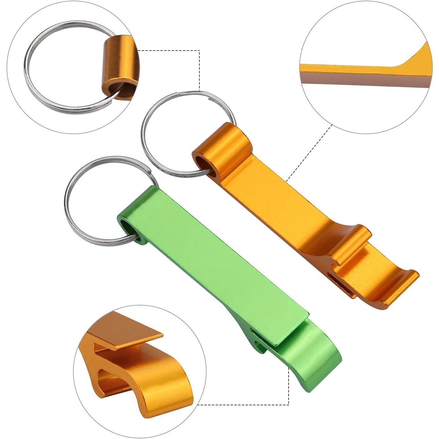 Set 5 bucati, desfacator de sticle tip breloc, din aluminiu, Multicolor ...