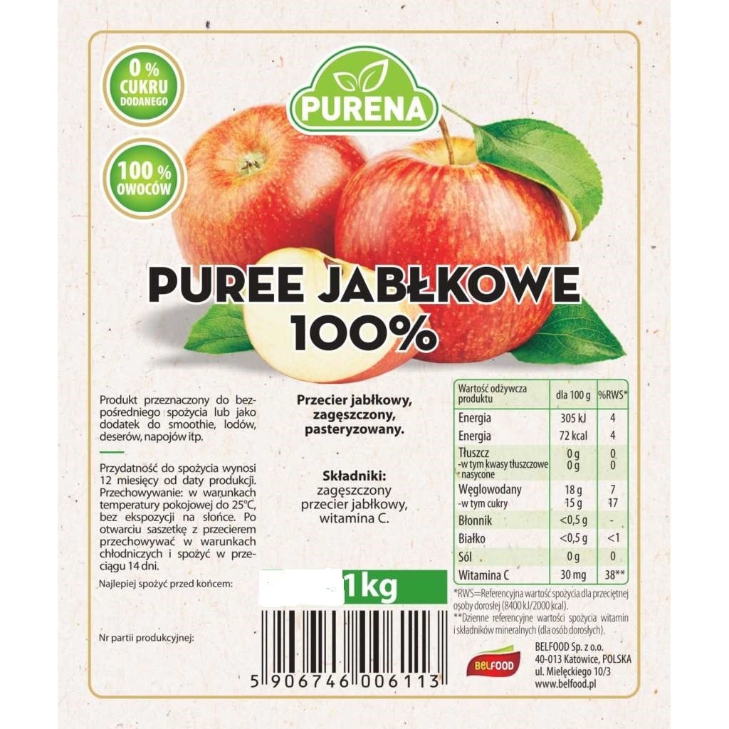 Piure de mere, Purena, 1kg - eMAG.ro