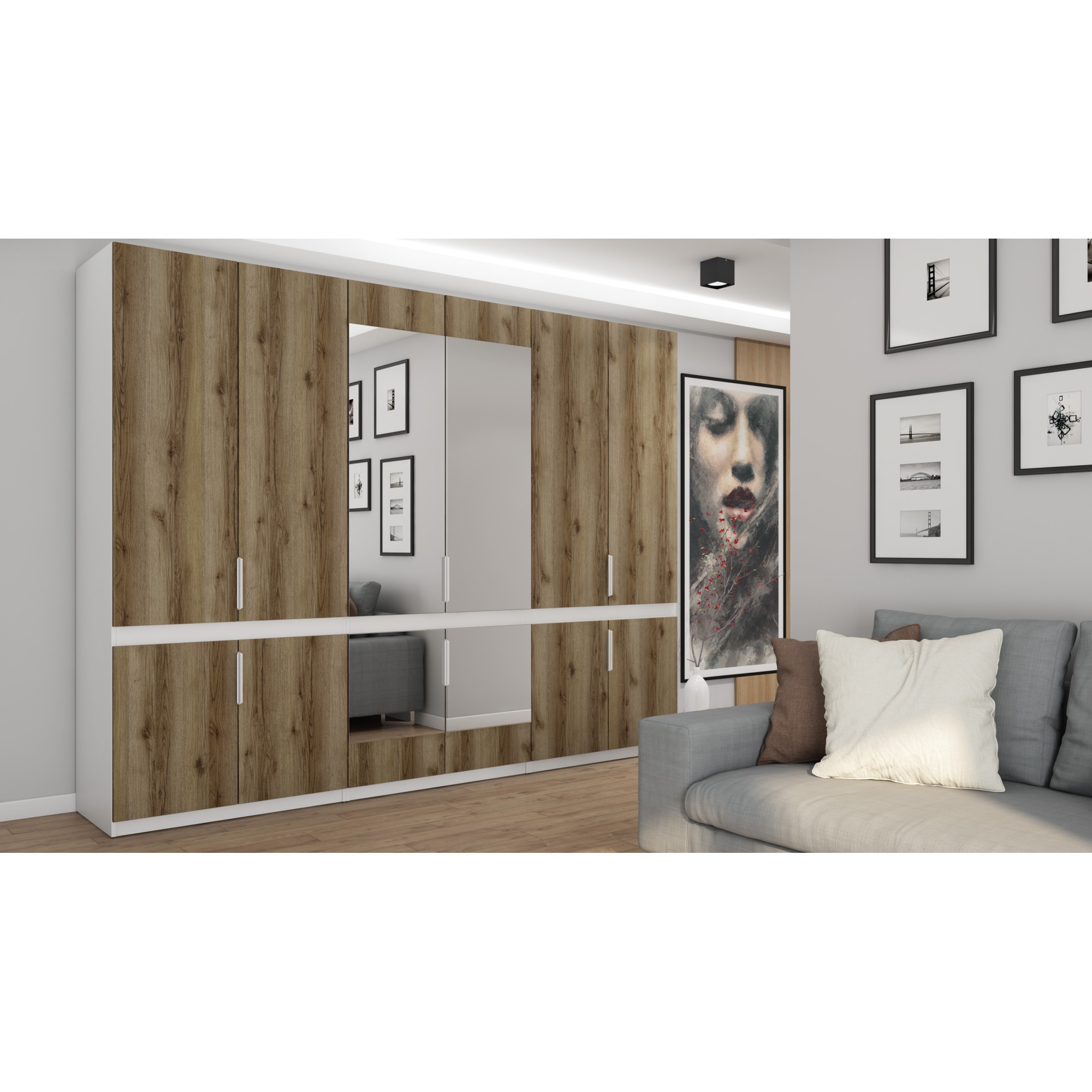 Dulap interior, Meblast, 310x240cm, Stejar/Alb - eMAG.ro