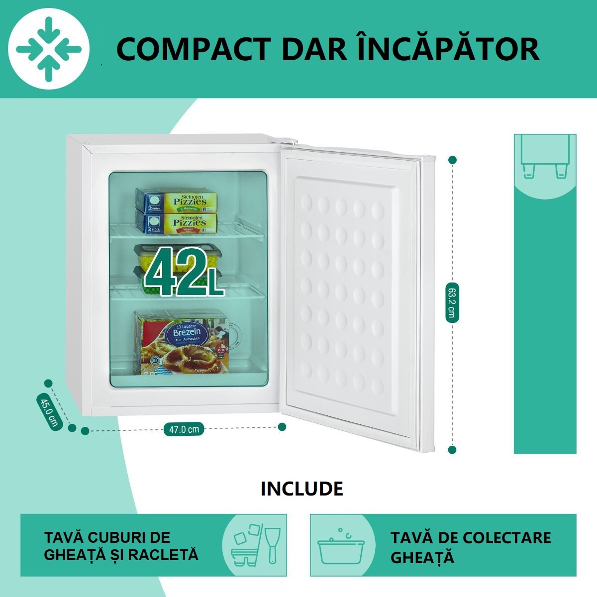 Mini congelator Bomann, GB7236W, volum 42 litri, H 63.2 cm, ideal ...