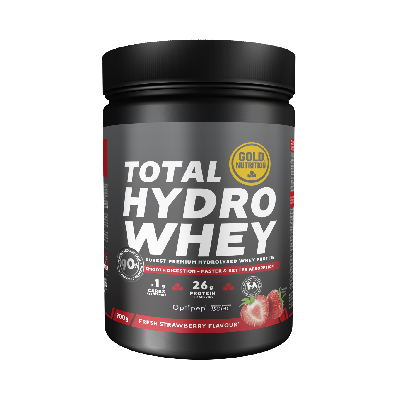 Pudra proteica din zer cu capsuni, Total Hydro Whey, GoldNutrition, 900 g - eMAG.ro