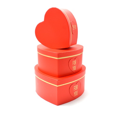 Set 3 cutii inima mari For You relief rosu - eMAG.ro