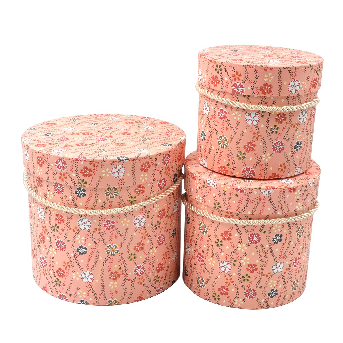 Set 3 cutii rotunde cu floricele model 2022 roz AFO - eMAG.ro