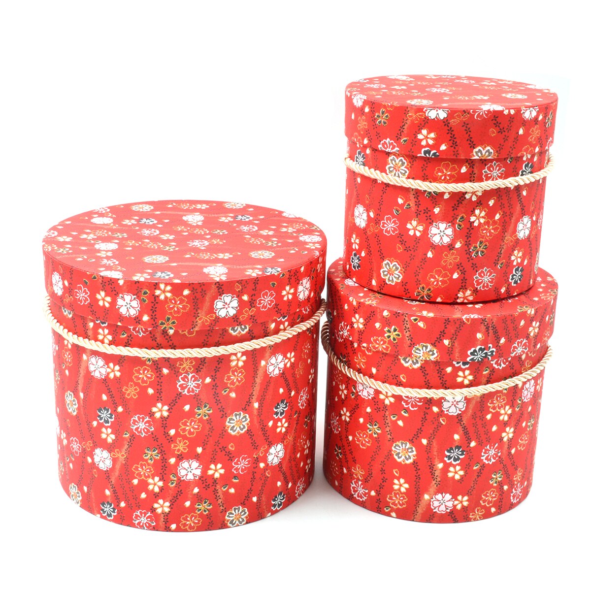 Set 3 cutii rotunde cu floricele model 2022 rosu AFO - eMAG.ro