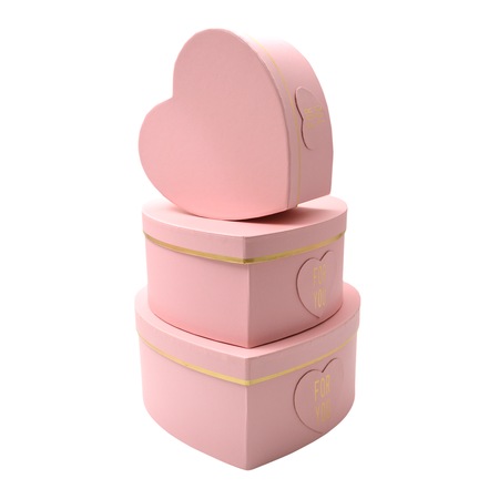 Set 3 cutii inima mari For You relief roz AFO - eMAG.ro