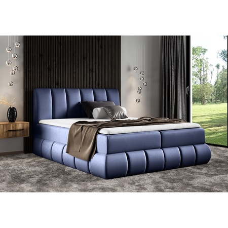 Pat tapitat boxspring EUGENA, 160x200, fancy 79 - eMAG.ro