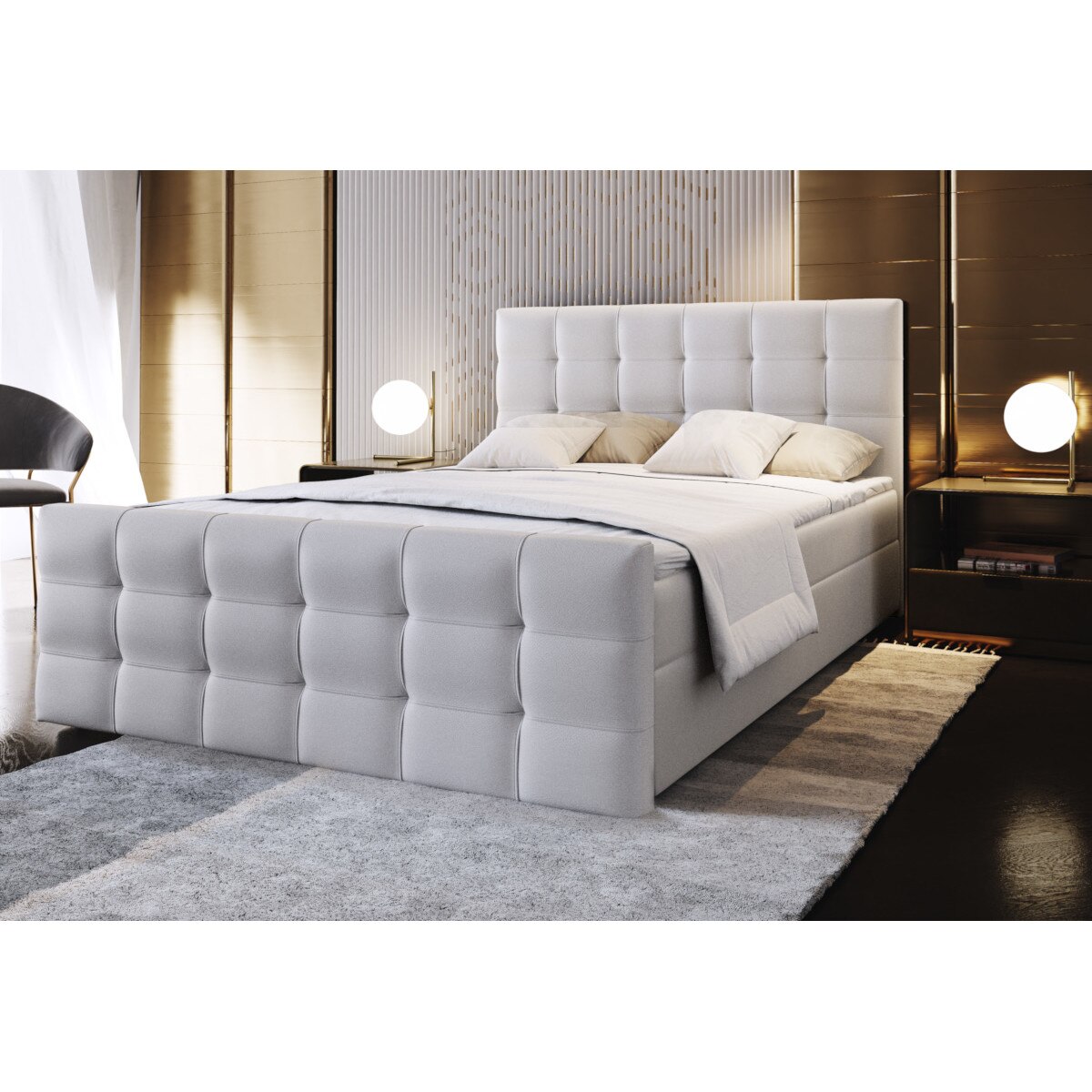 Pat Tapitat Boxspring SAIMON - eMAG.ro