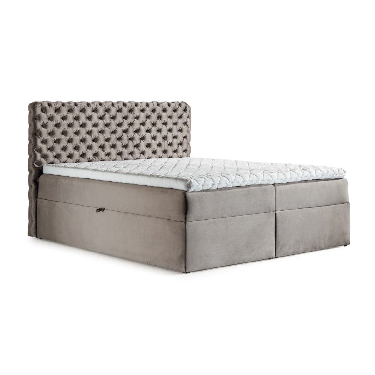 Pat tapitat boxspring MARCH + topper, 180x200, riviera 16 - eMAG.ro