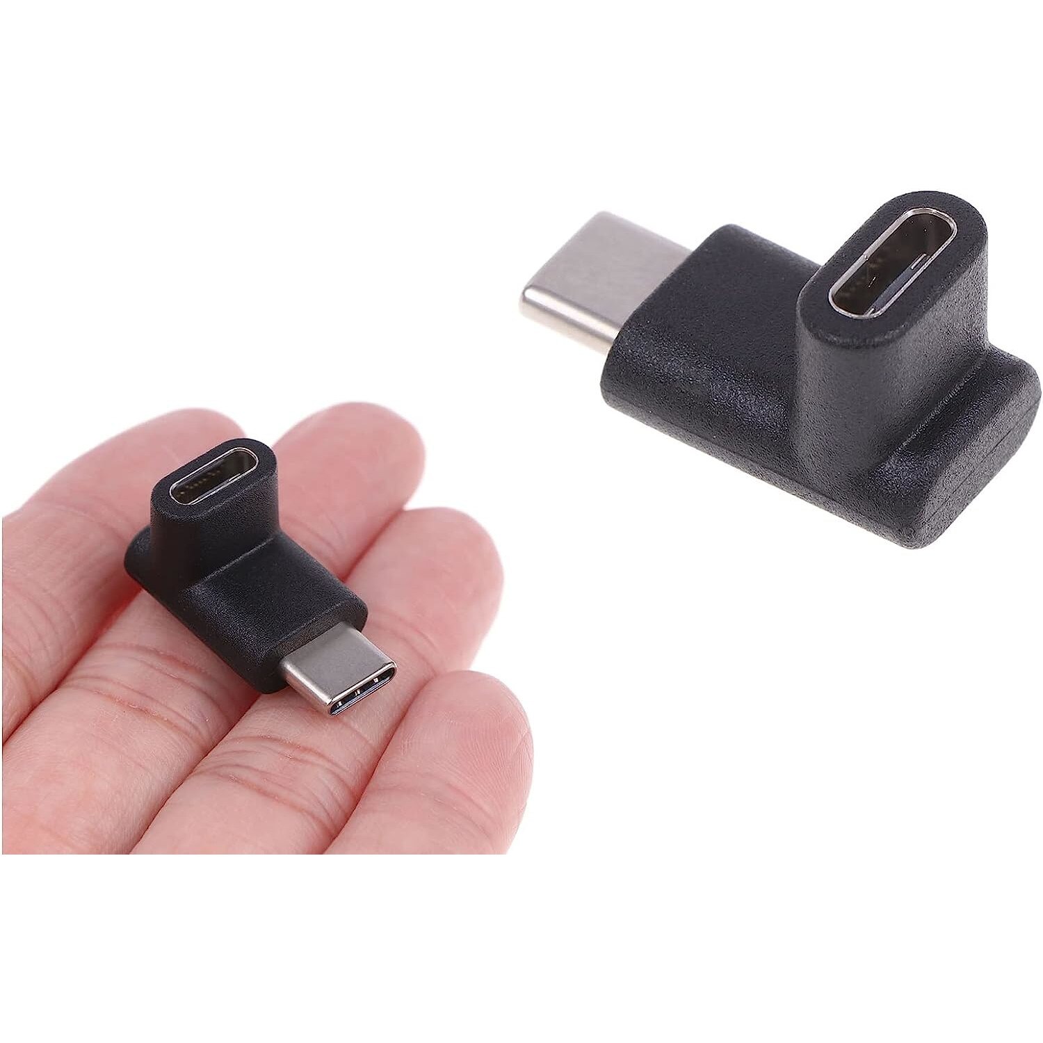 Set 4 adaptoare USB-C mama la USB-C tata, 10 Gbps, 90 grade, Negru ...