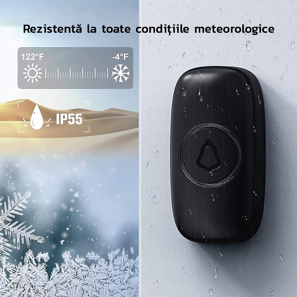 Sonerie Fara Fir/Wireless Zenino - 52 de Tonuri, Arie 300M, Indicator ...