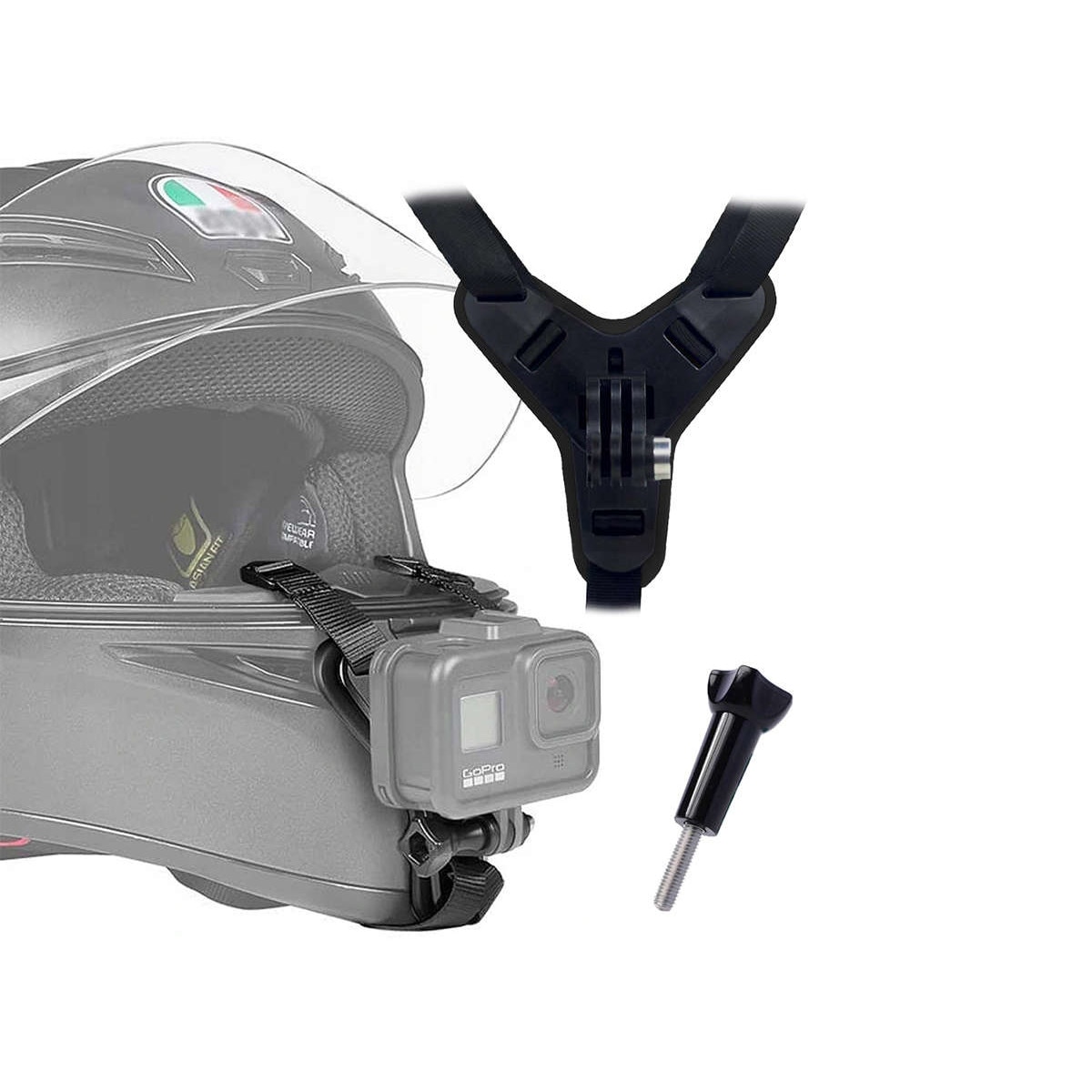 Suport pentru casca GoPro, Alogy, Nailon/Policarbonat/Silicon, Negru ...