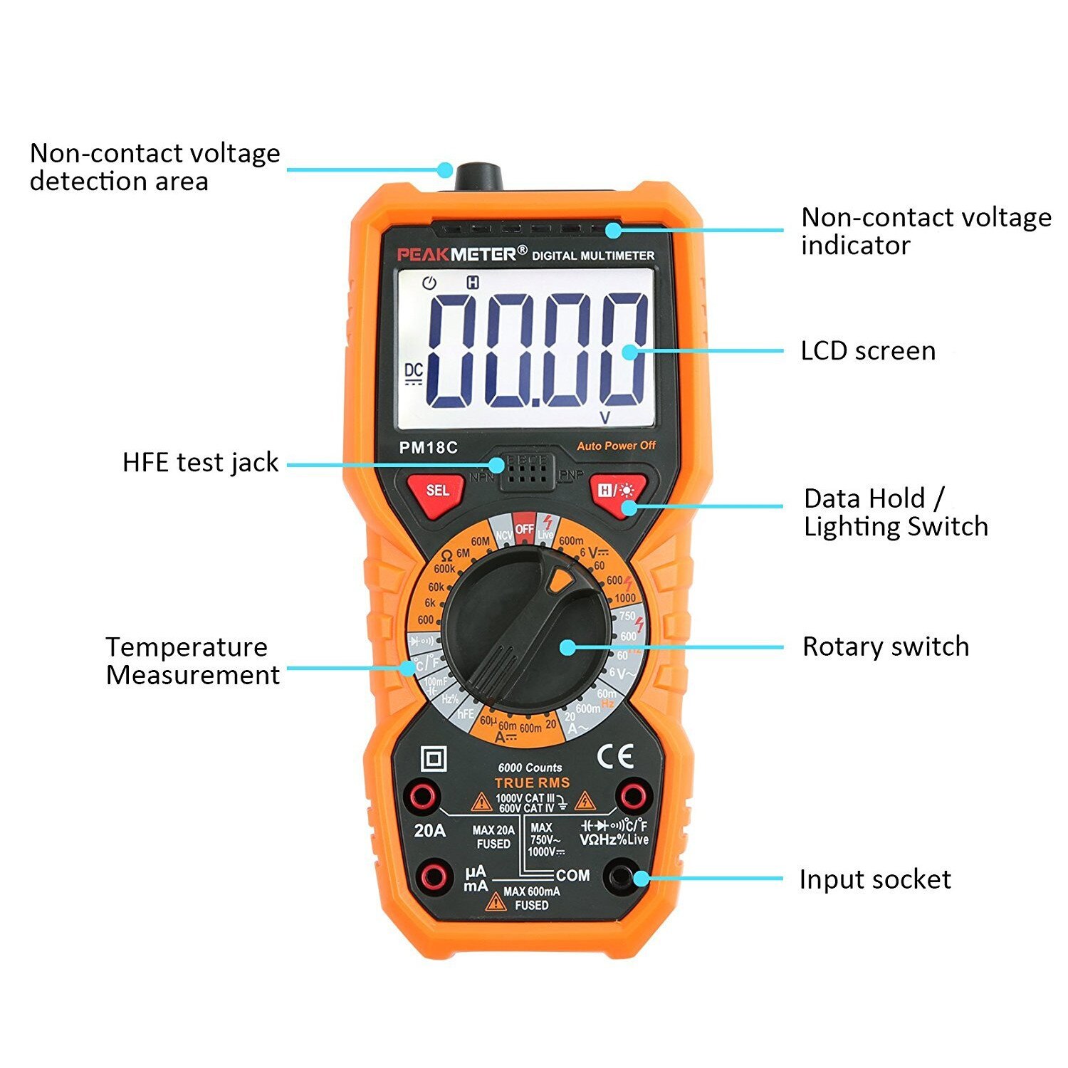 Multimetru digital, Voltmetru/Ampermetru/Ohmmetru/Detector de tensiune ...
