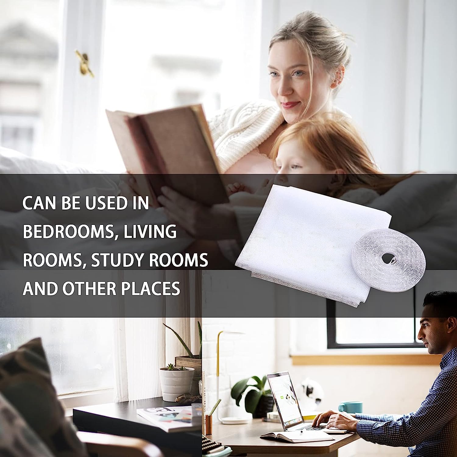 Plasa anti tantari pentru ferestre, Textil, Alb - eMAG.ro