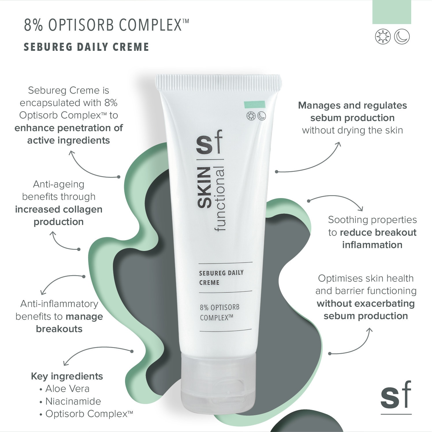 Функционален себорегулиращ крем за кожата, с 8% Optisorb комплекс ...