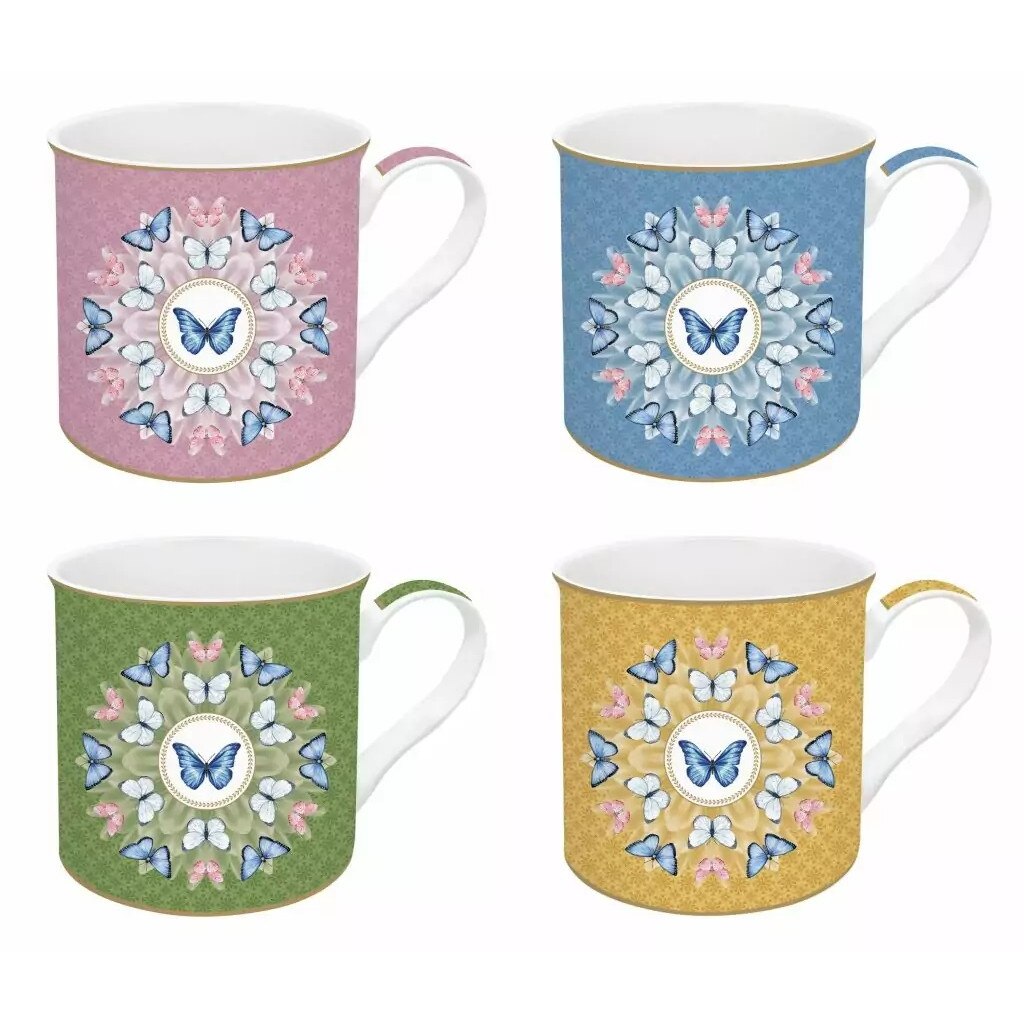 Set 4 cani - Spring Parade, Portelan, 300 ml, Multicolor - eMAG.ro