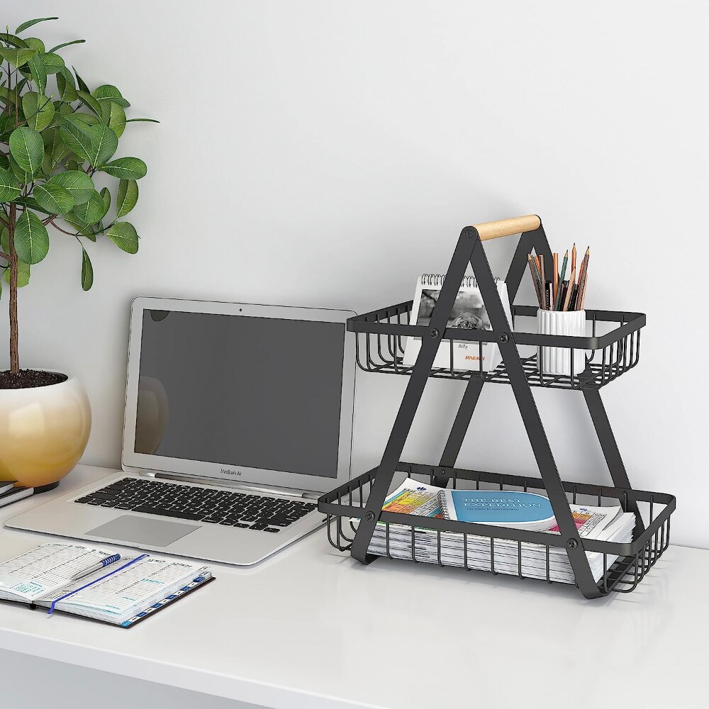 Cos metalic, Quasar & Co.®, organizator fructe, legume, 2 niveluri ...