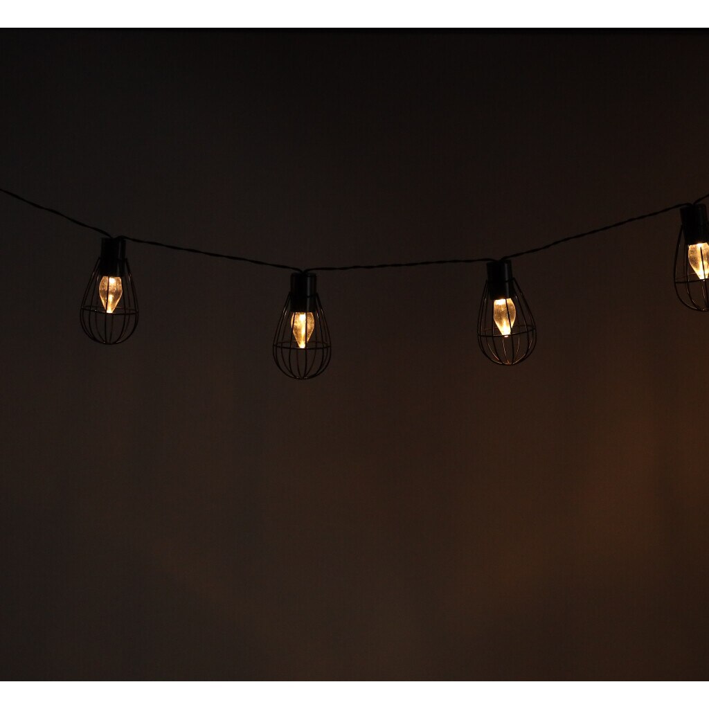 Instalatie 10 becuri LED solare pentru exterior, 300 mAh, 3.8m, Negru ...