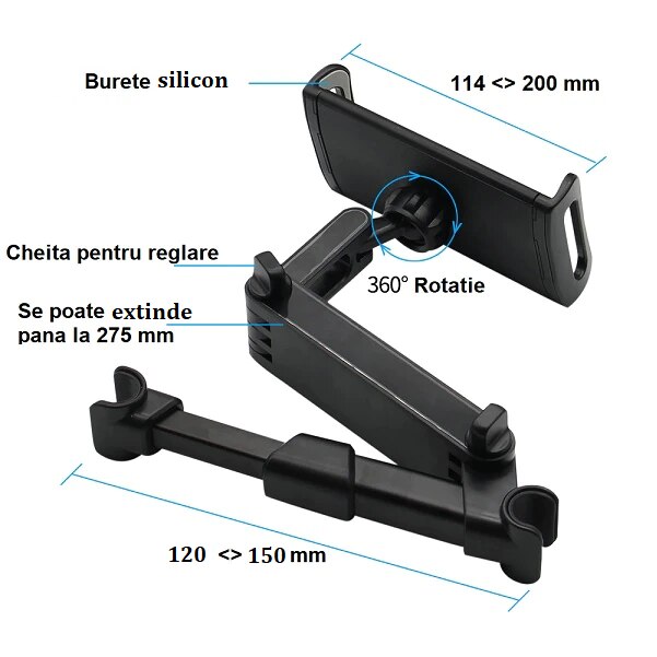 Suport Auto De Tableta Si Telefon Pentru Tetiera Salestore.ro®, Lungime ...