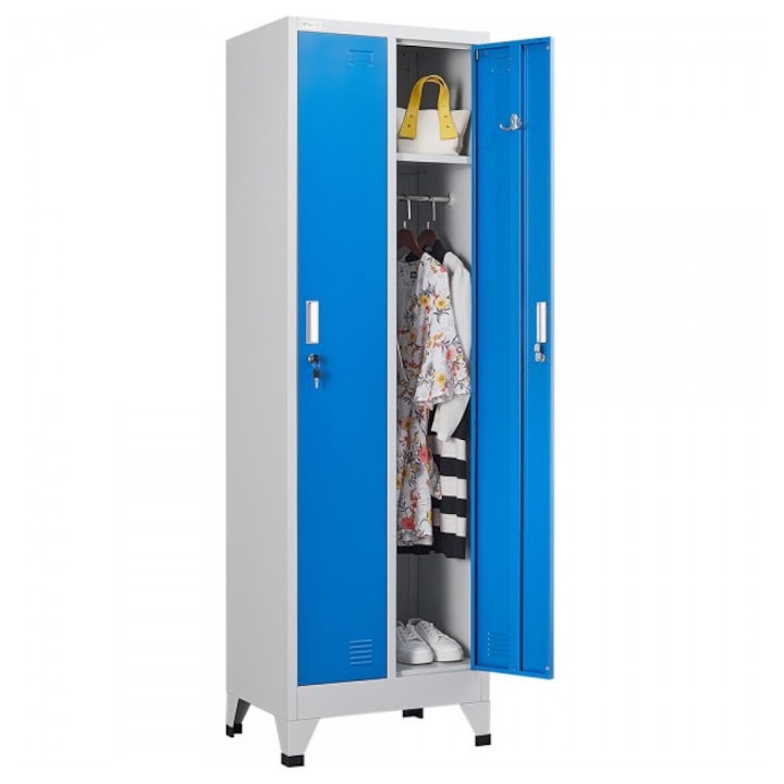 Vestiar metalic Premium cu picioare 2 usi color albastru 600x450x1920 ...