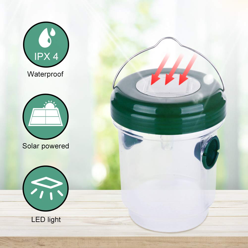 Set 2 capcane solare pentru viespi, Plastic, LED, Verde - eMAG.ro
