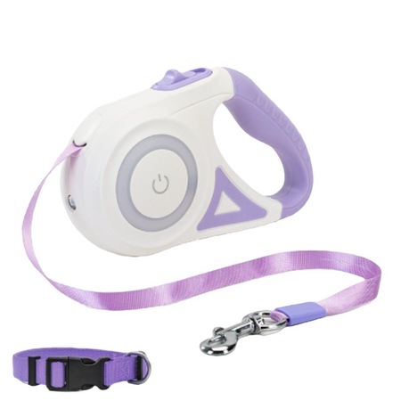 Lesa pentru caine cu LED, ABS, 5 m, Violet - eMAG.ro