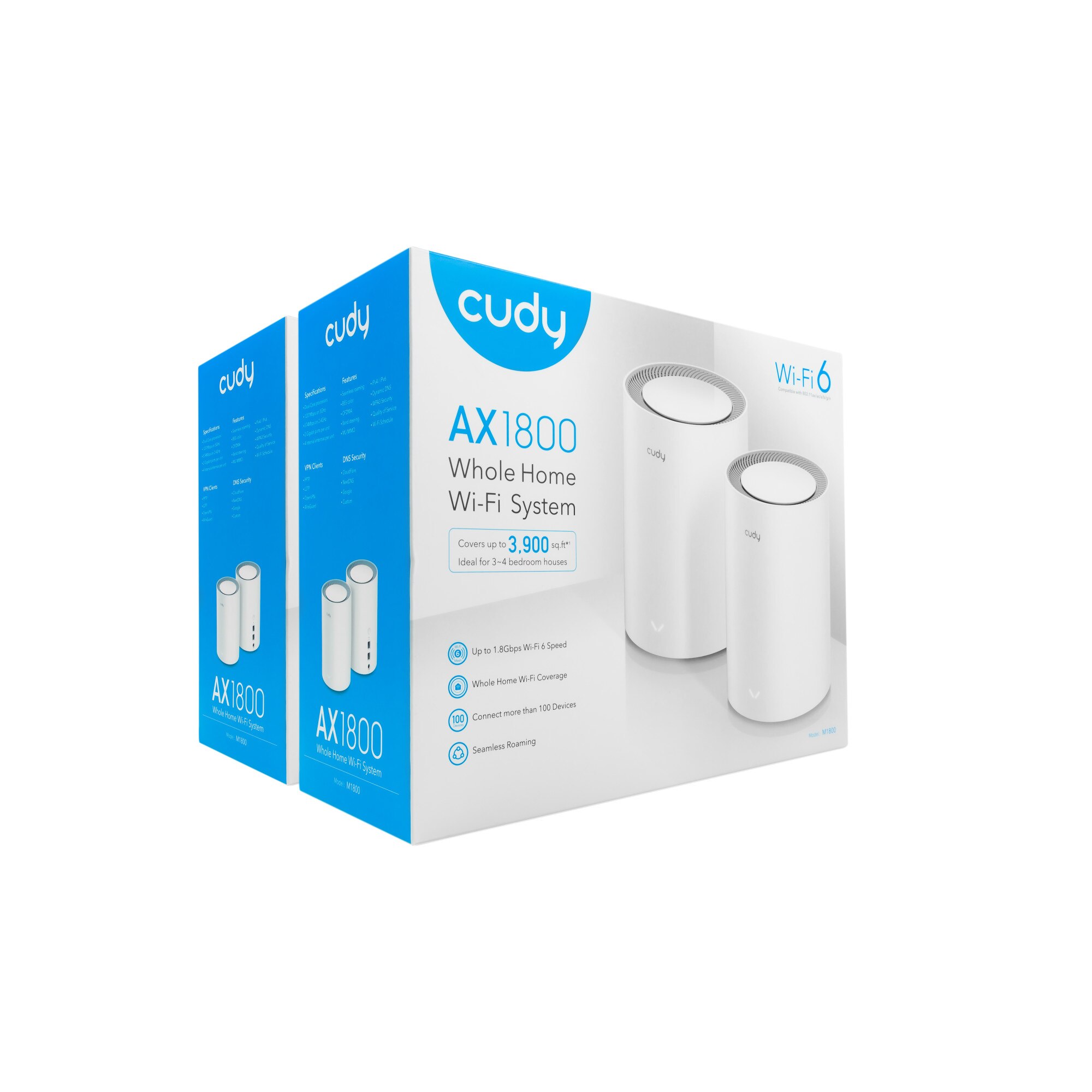 Set 4 buc router, Cudy, Mesh, M1800, LAN/WAN, Wi-Fi 6 AX1800, Alb - eMAG.ro