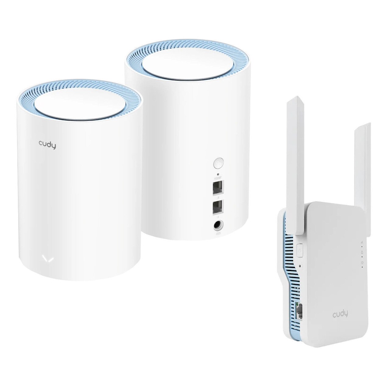 Set router, Cudy, Mesh, M1200 x2 + repetor RE1200, Alb - eMAG.ro