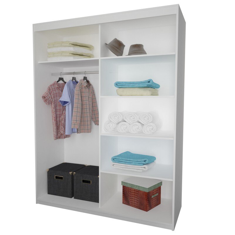 Dressing cu usi culisante, Blanko, 120x200x60cm, Culoare Alb/Turcoaz ...