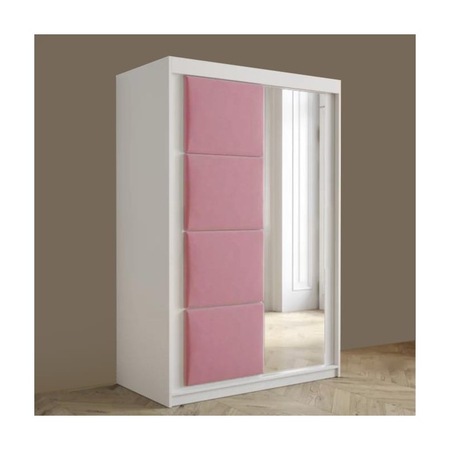 Dressing cu usi culisante, Blanko, 120x200x60cm, Culoare Alb/Roz - eMAG.ro
