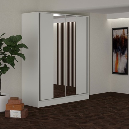 Dressing cu usi culisante, Cairo, 150x200x61cm, Culoare Alb - eMAG.ro