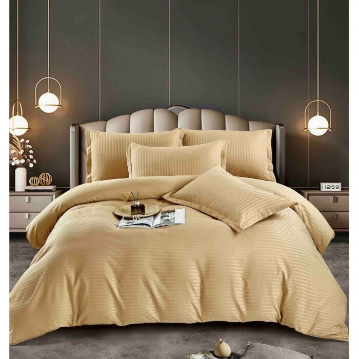 Set Lenjerie din Damasc CASA PUCIOASA, Bej, UNI, 6 Piese, 230 x 250cm ...