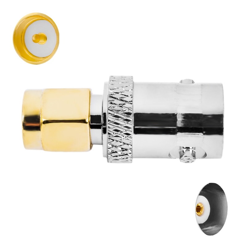 Adaptor GSM, Mufa BNC la mufa SMA, Argintiu/Auriu - eMAG.ro