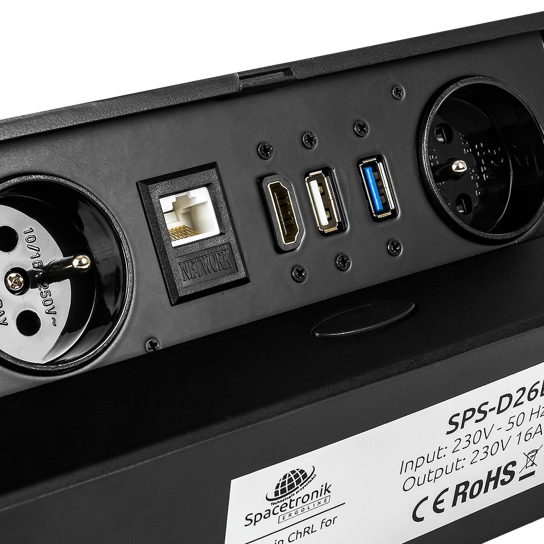 Priza de birou cu deschidere prin buton, 2 prize electrice, 1 x HDMI, 1 ...